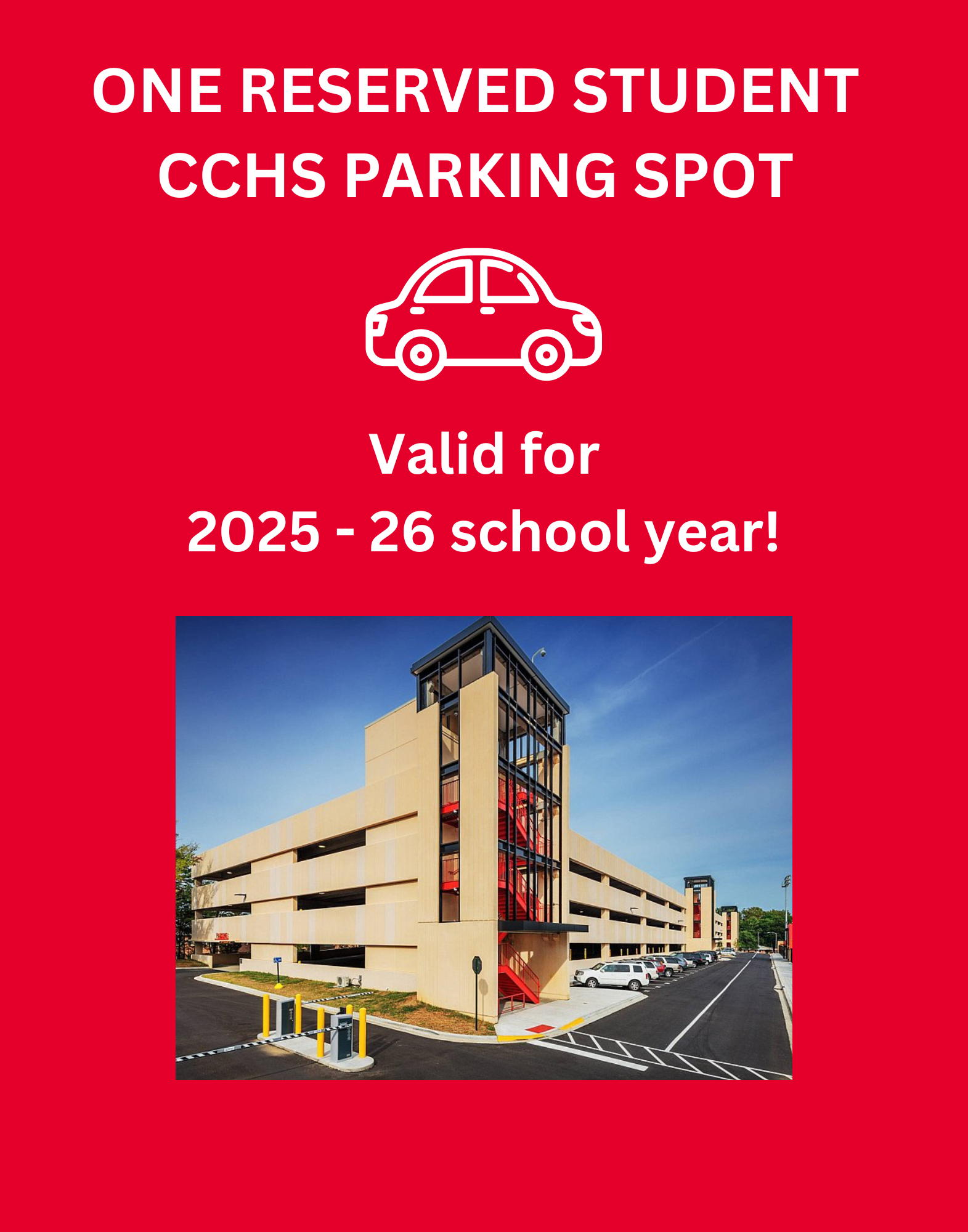 Reserved CCHS Student Parking Space for a Year - CCHS Gala